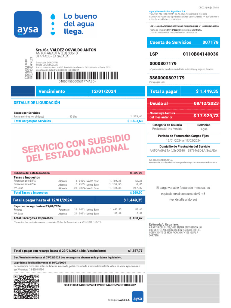 Factura_0110B04140036A | PDF | Impuesto al valor agregado | Factura