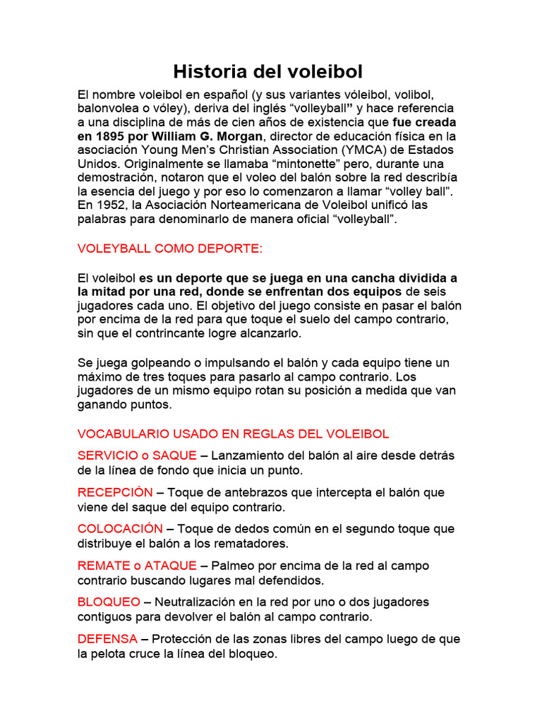 Historia Del Voleibol | PDF | Vóleibol | Deportes atléticos