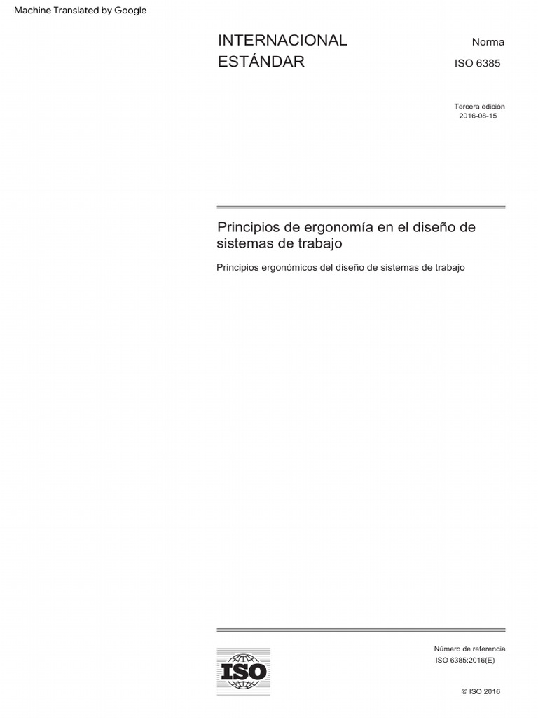 Iso 6385 - 2016 | Descargar gratis PDF | Factores humanos y ergonomía ...