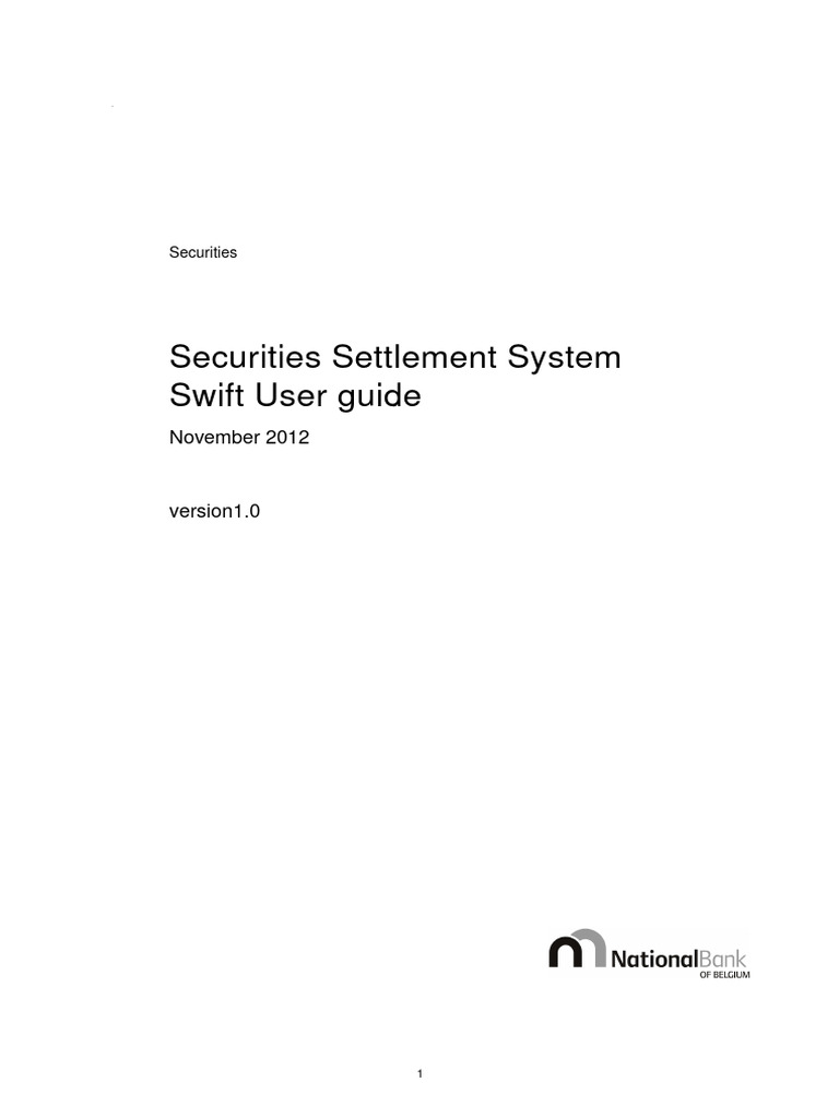 Securities Settlement System Swift User guide (1) | PDF | Bonds (Finance) | Payments