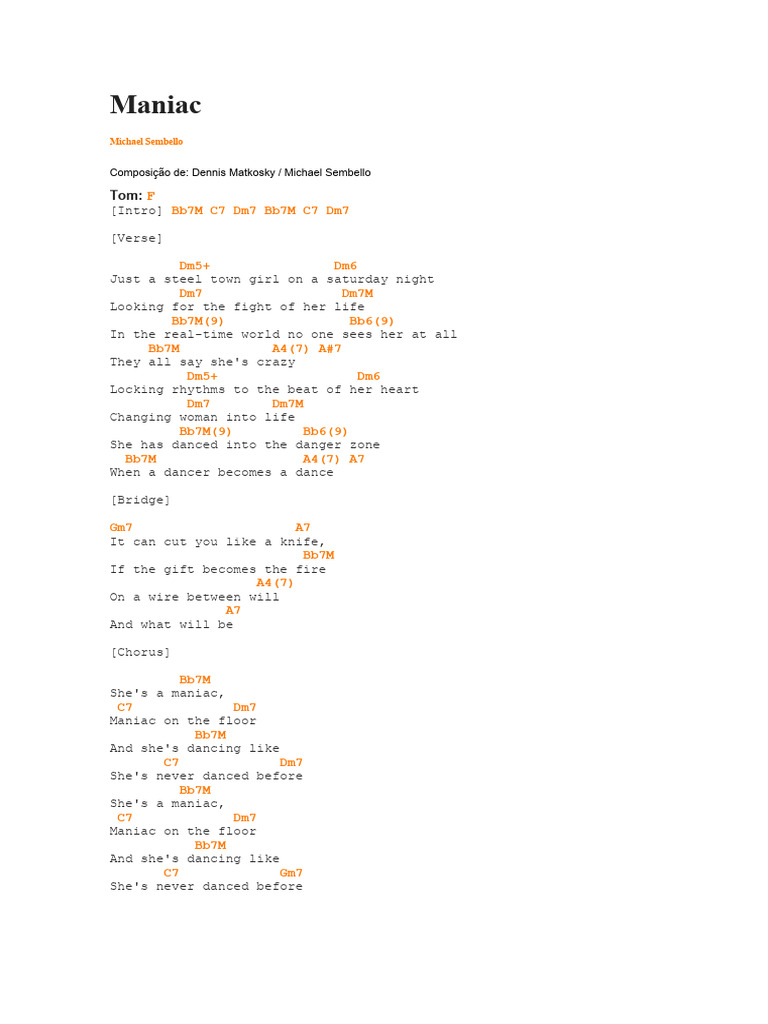 Maniac B | PDF | Songs