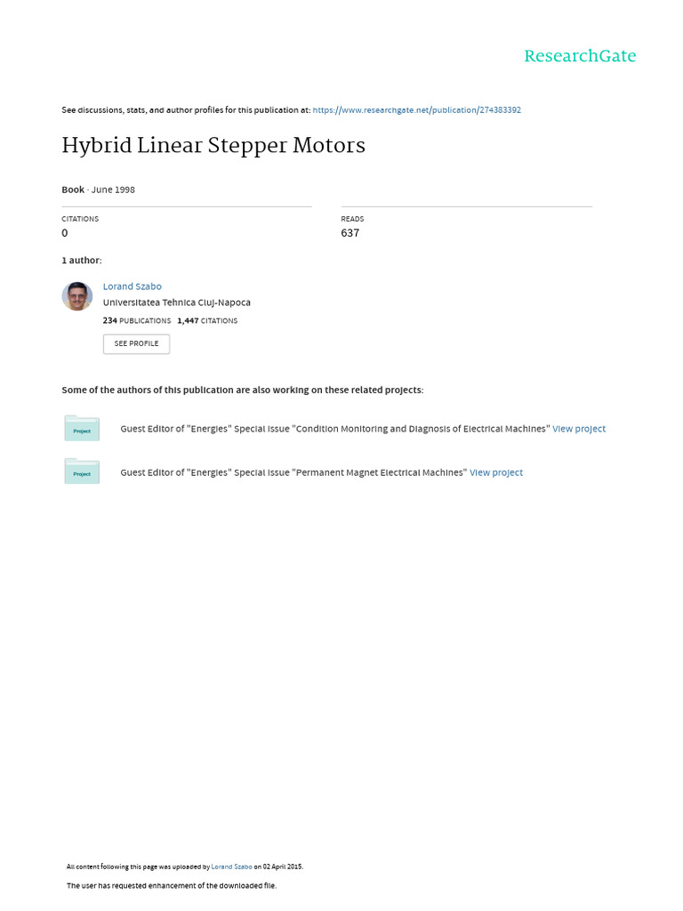Hybrid Linear Stepper Motors Pdf Electric Motor Inductance