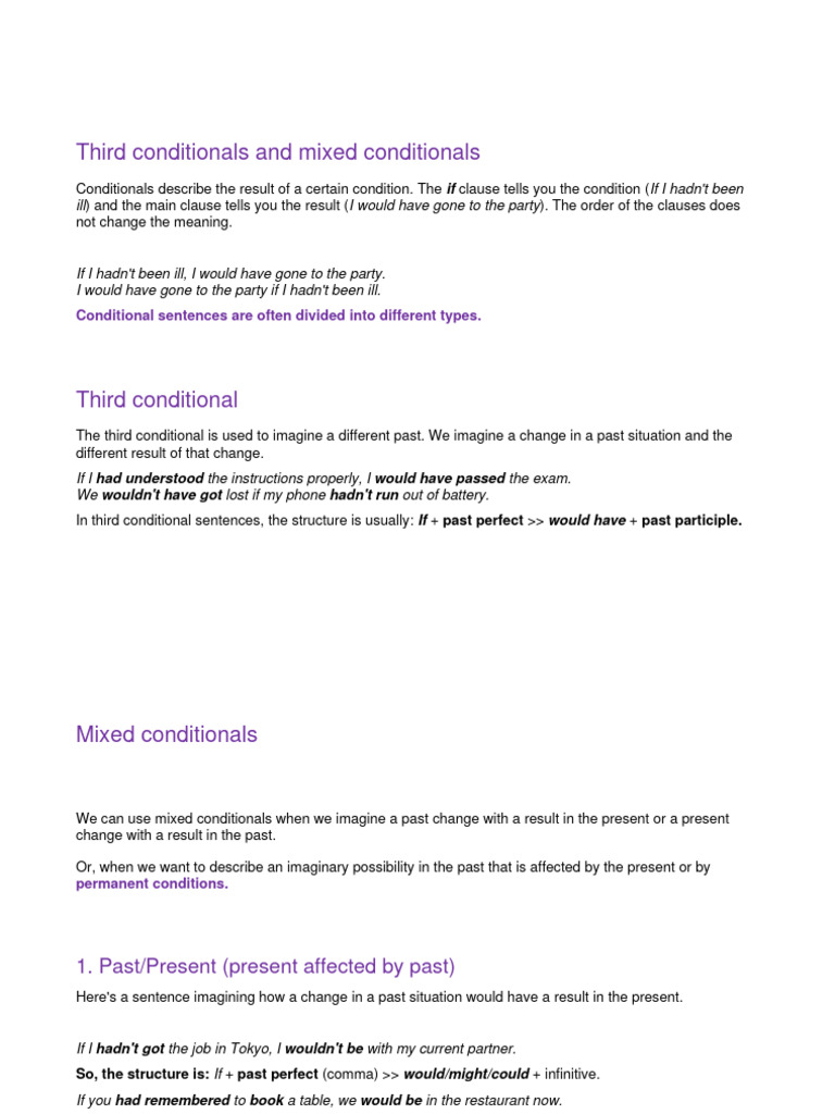 B2 - Third conditionals and mixed conditionals | PDF