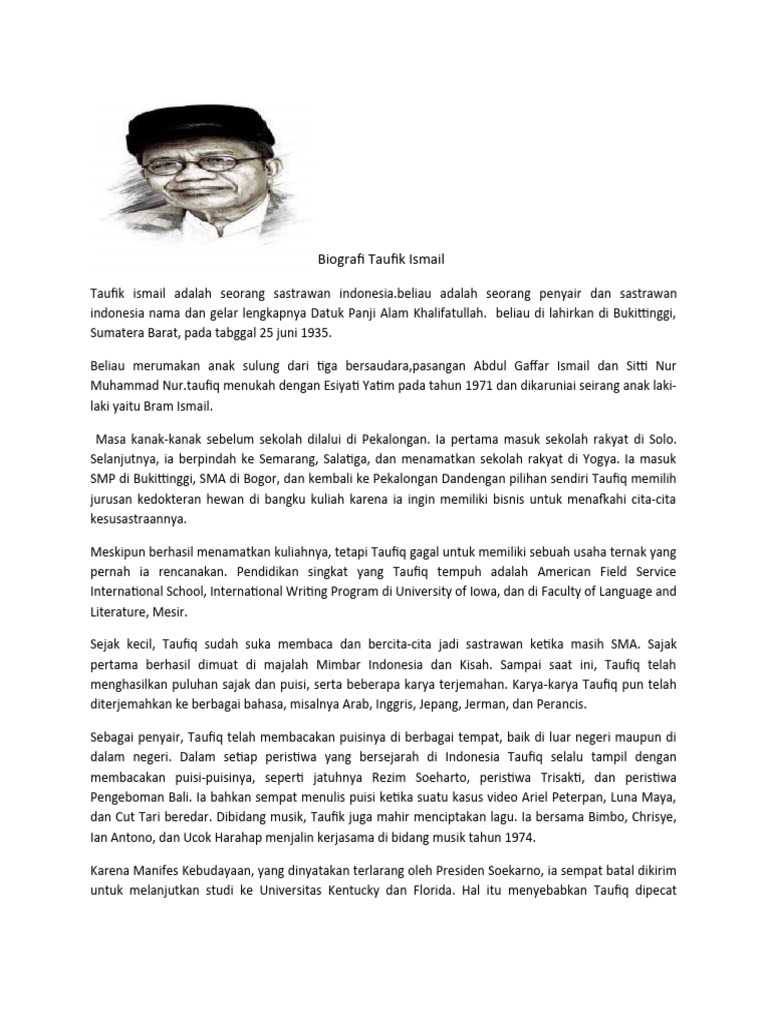 Biografi Taufik Ismail New | PDF | Fiksi Umum