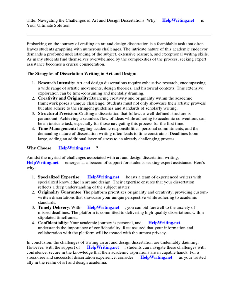 Art and Design Dissertation Ideas | PDF | Thesis | Essays