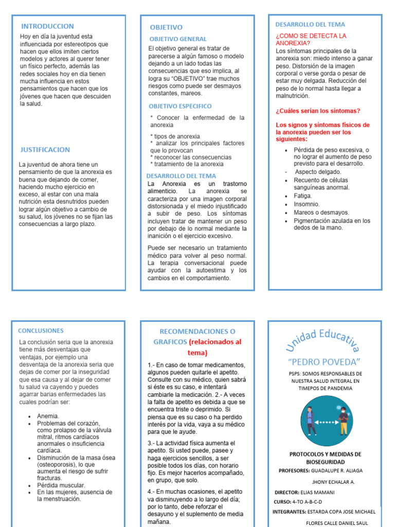 2 Tripticos de Educacion Fisica | PDF | Anorexia nerviosa | Antropometría