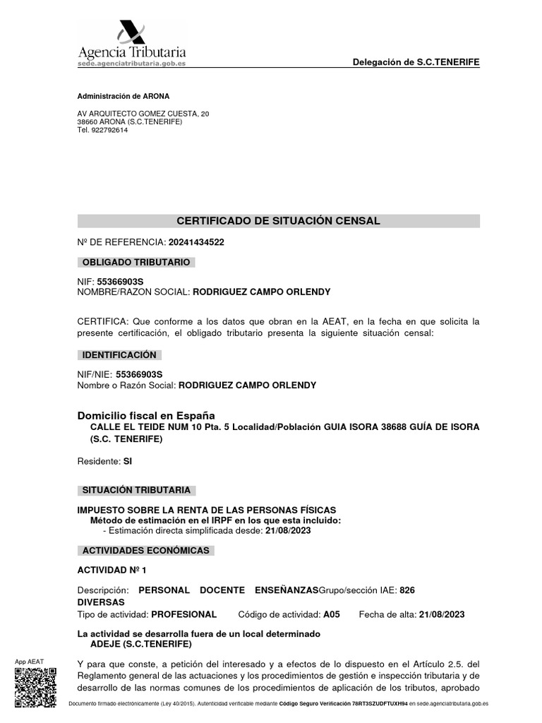 Certificado Censal Orlendy | Descargar gratis PDF | Gobierno