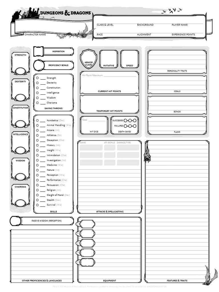 DD 5e Charactersheet - Ravenloft | PDF | Role Playing | Gaming