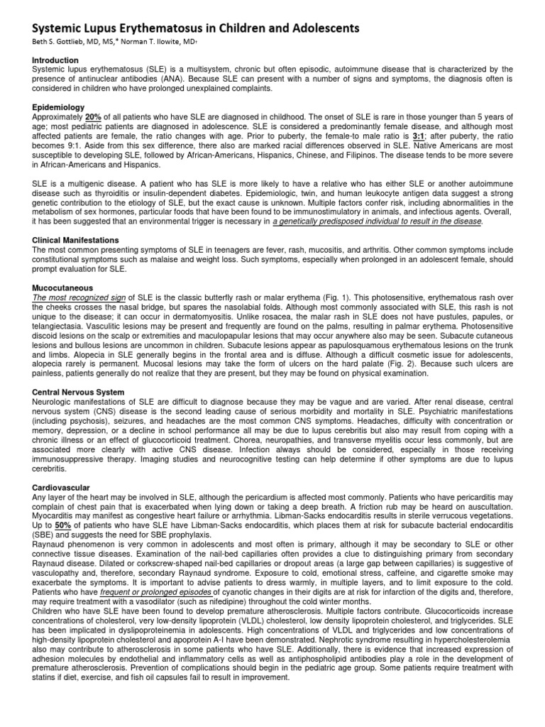 Systemic Lupus Erythematosus in Children and Adolescents | PDF ...