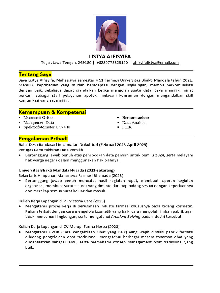 Contoh CV FIX (AutoRecovered) | PDF | Pengembangan Diri