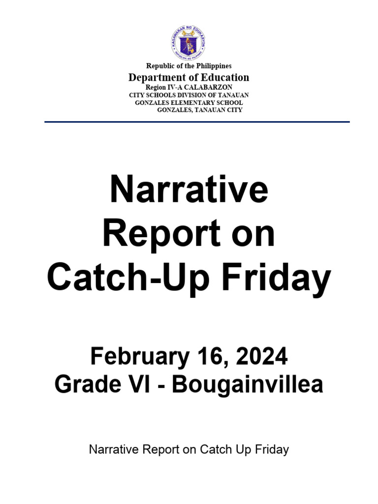 Narrative-Report-CATCH-UP-FRIDAY-FEB.-16-2024- | PDF | Gender | Gender Studies