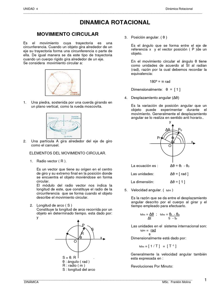 Sesión 7 Movimiento Rotacional | PDF | Aceleración | Velocidad