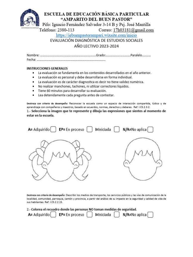Evaluación Diagnóstica NEE Estudios Sociales 3° | PDF