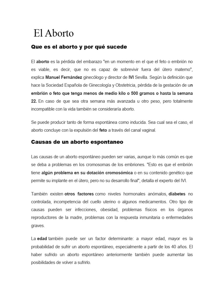 El Aborto (Español) | PDF | El embarazo | Aborto
