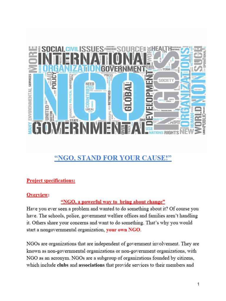 NGO, STAND FOR YOUR CAUSE! Students | PDF | Non Governmental Organization