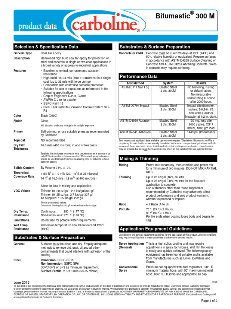 Bitumastic 300 M PDS | PDF | Humidity | Materials