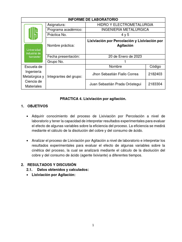 Informe 4 Hidro y Electro | PDF | Cobre | Cinética química