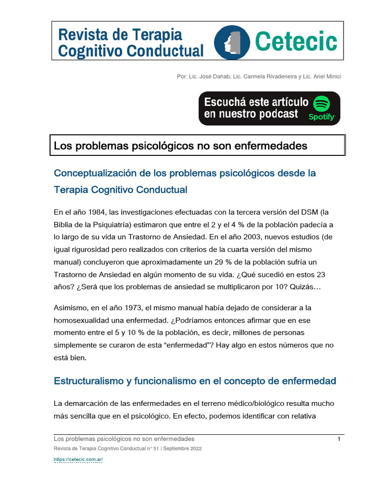 Problemas psicológicos: no son enfermedades | PDF | Terapia de conducta ...