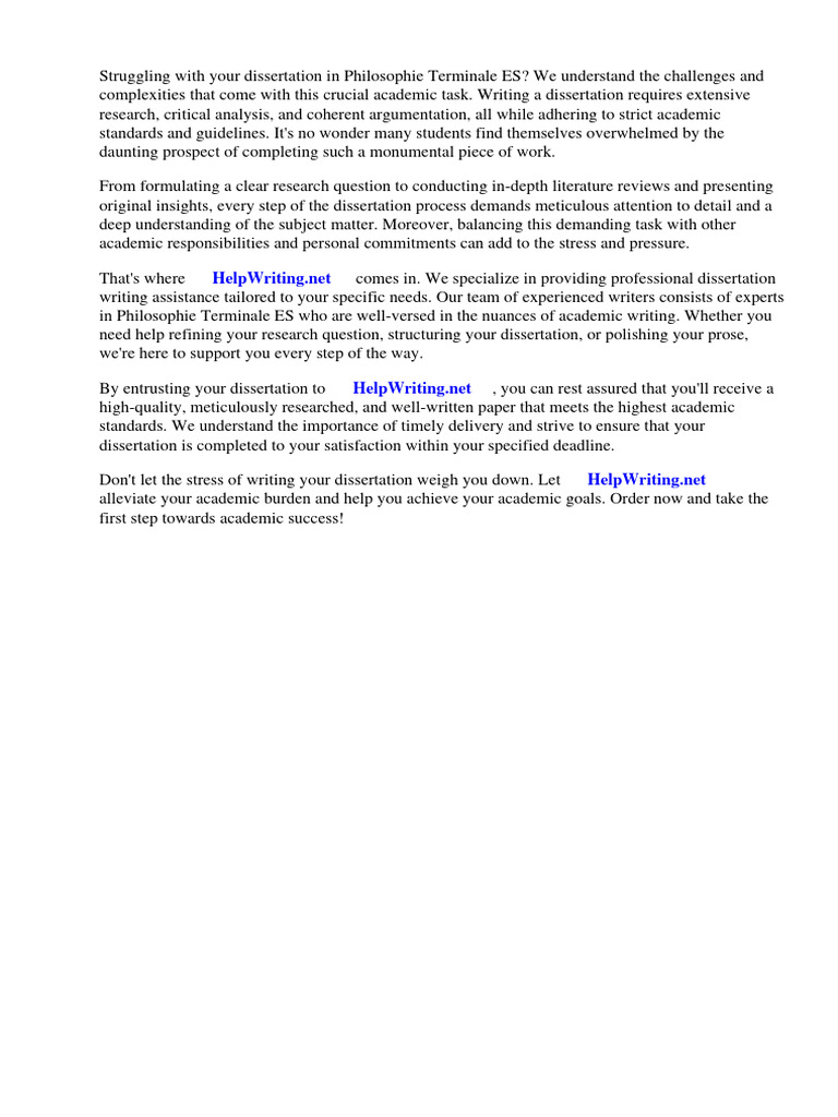 Dissertation Help for Philosophie ES | PDF | Thesis | Writing
