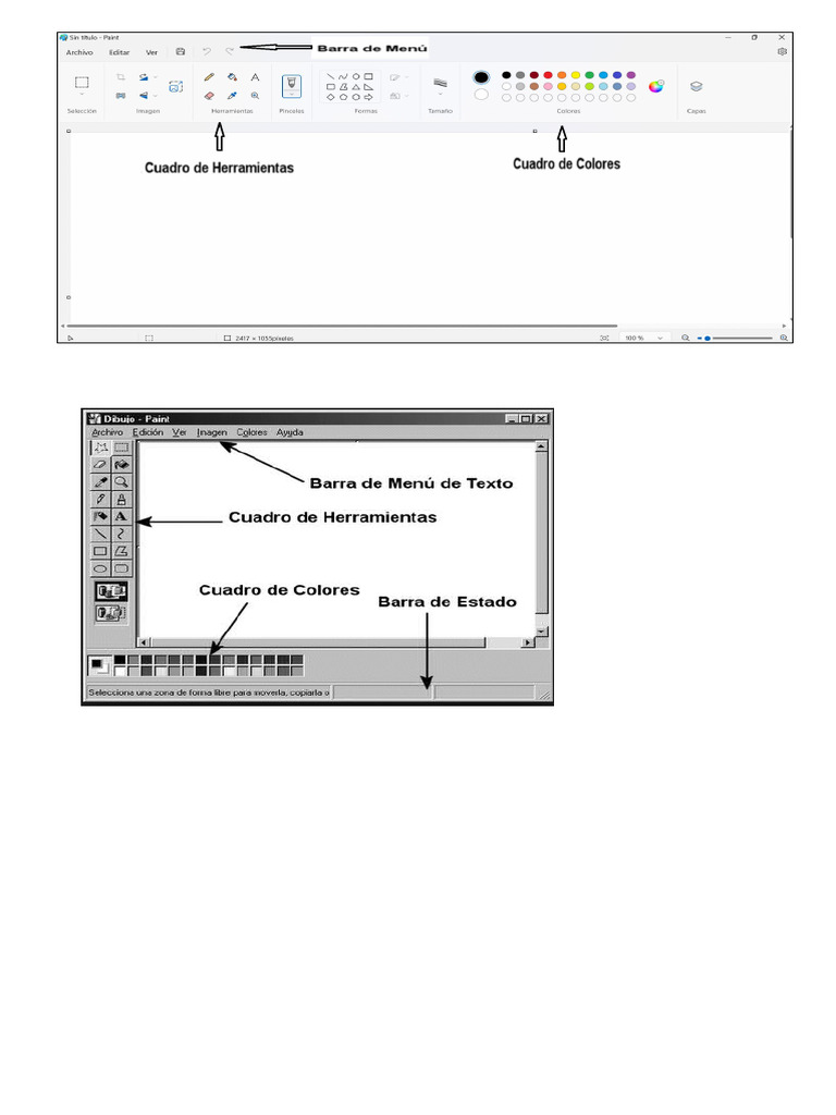 partes de la pantalla Paint | PDF