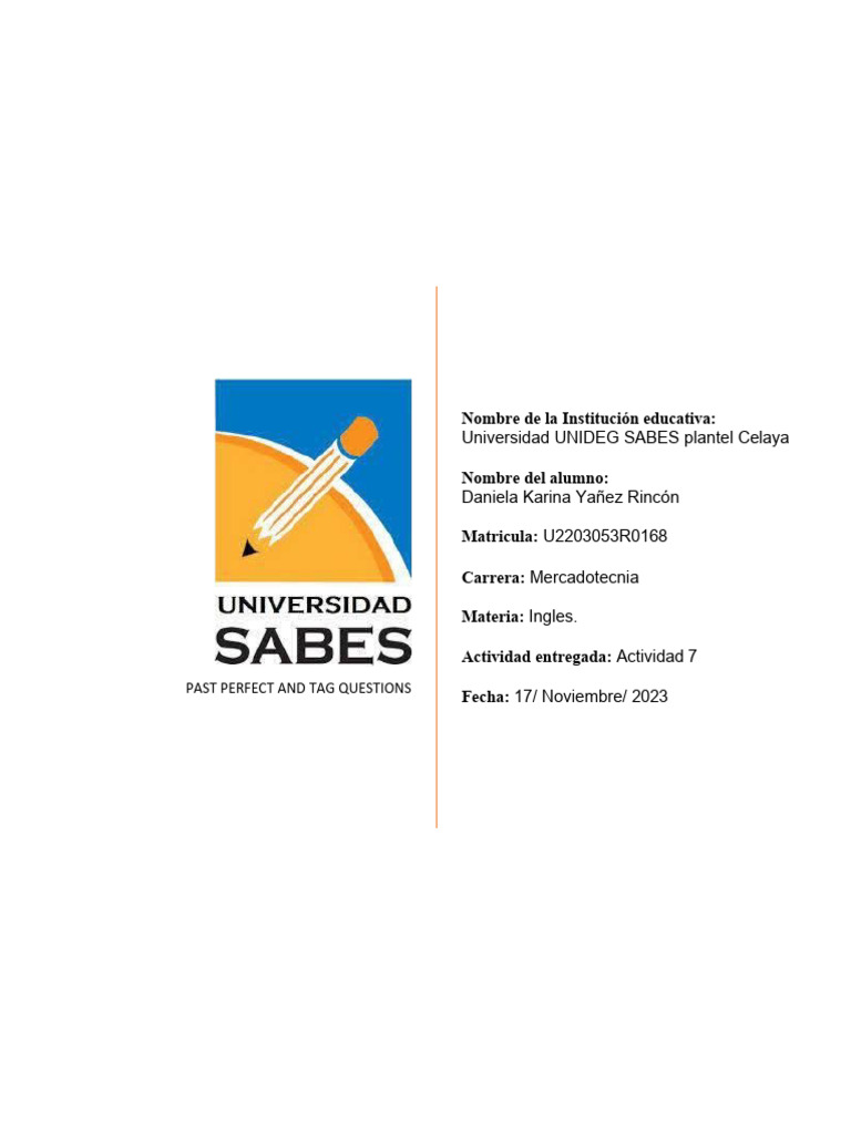 PAST PERFECT AND TAG QUESTIONS | PDF