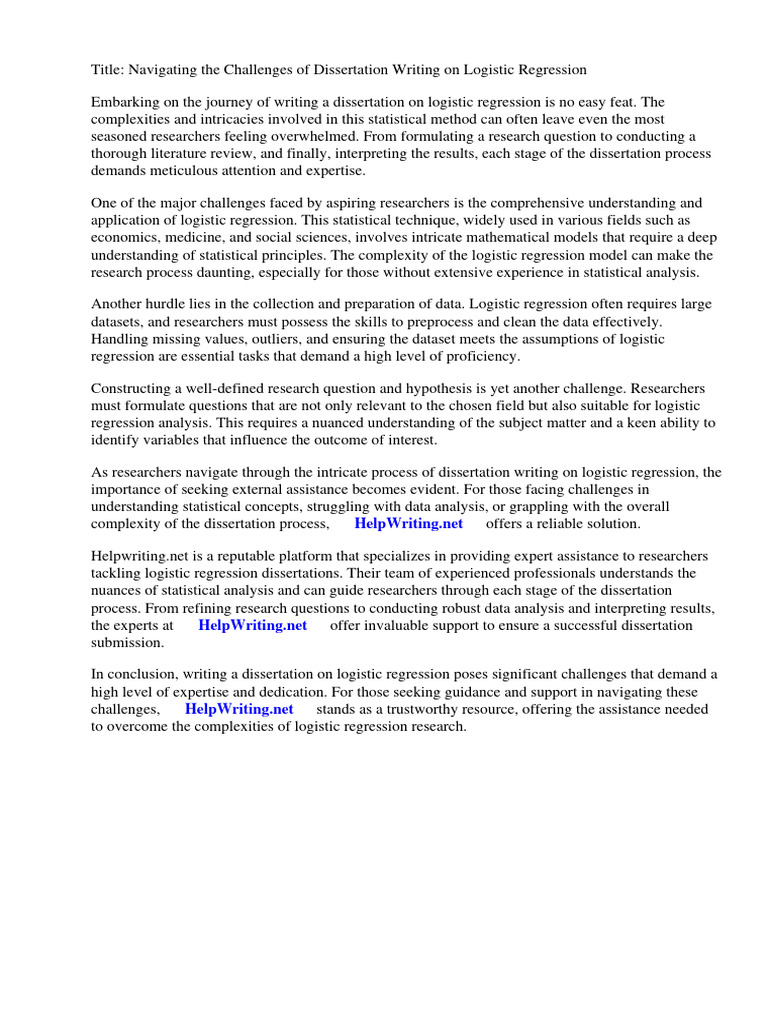 Dissertation Logistic Regression | PDF | Logistic Regression | Linear ...