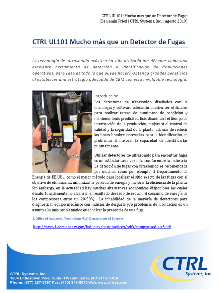 White Paper - CTRL UL101 Mucho Mas Que Un Detector de Fugas | PDF | Ultrasonido | Rodamiento ...