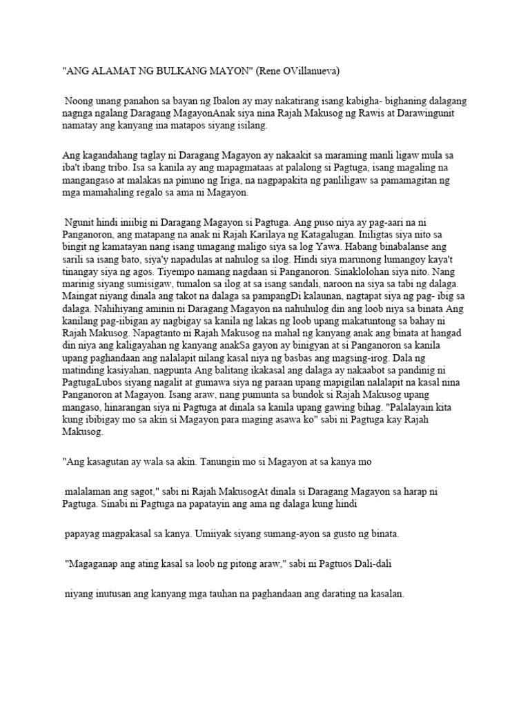 Ang Alamat NG Bulkang Mayon | PDF