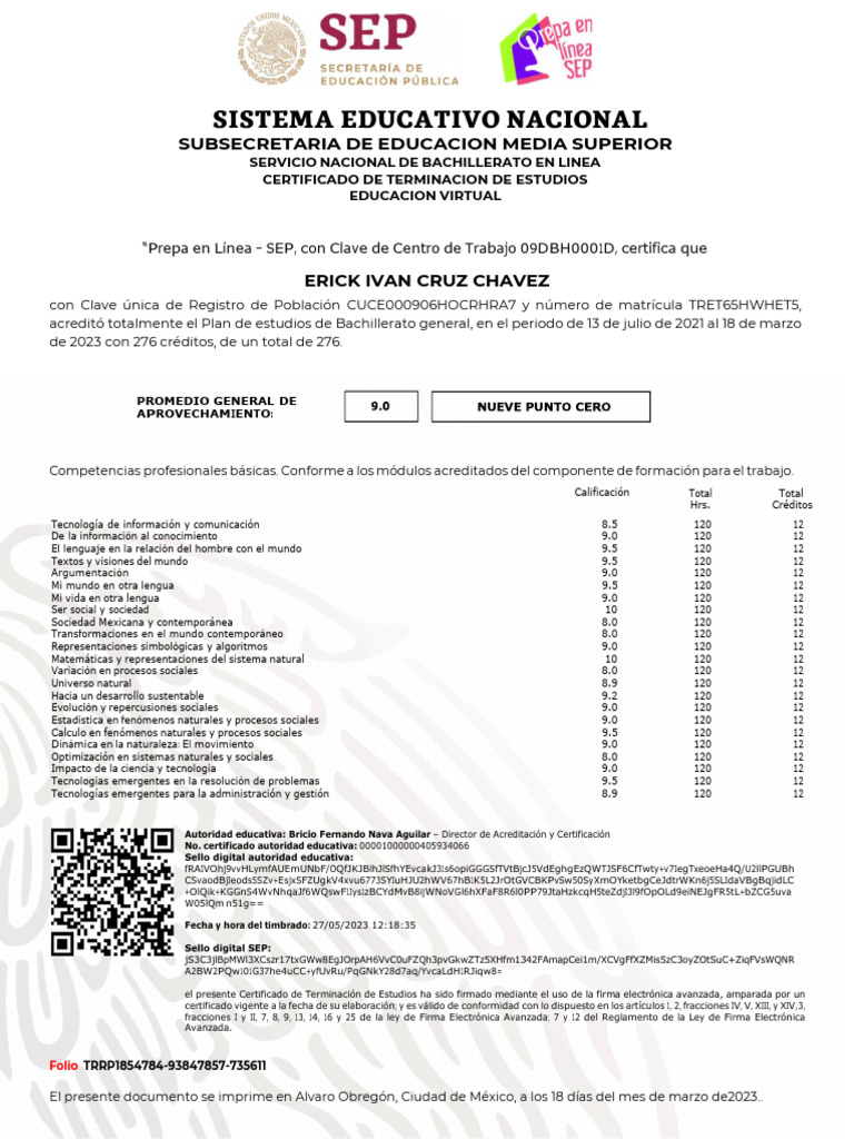 CERTIFICADO - ERICK IVAN CRUZ CHAVEZ | PDF | Pensamiento | Comunicación