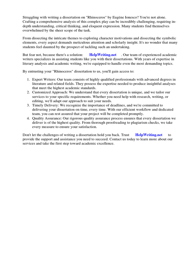 Dissertation Rhinoceros Ionesco Analyse | Download Free PDF | Thesis | Http Cookie