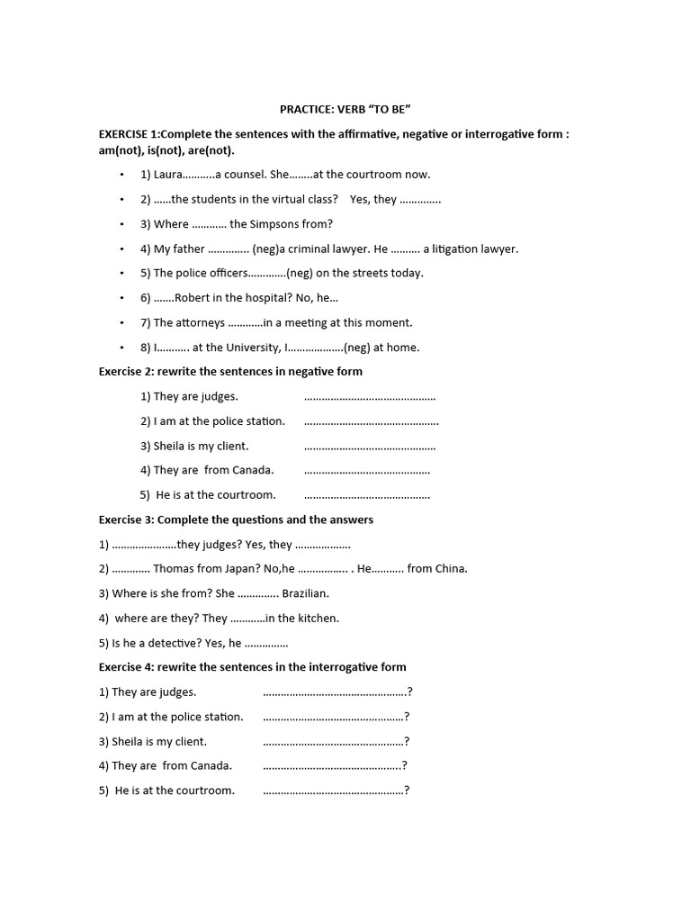 Practice Verb To Be | PDF | Language Arts & Discipline