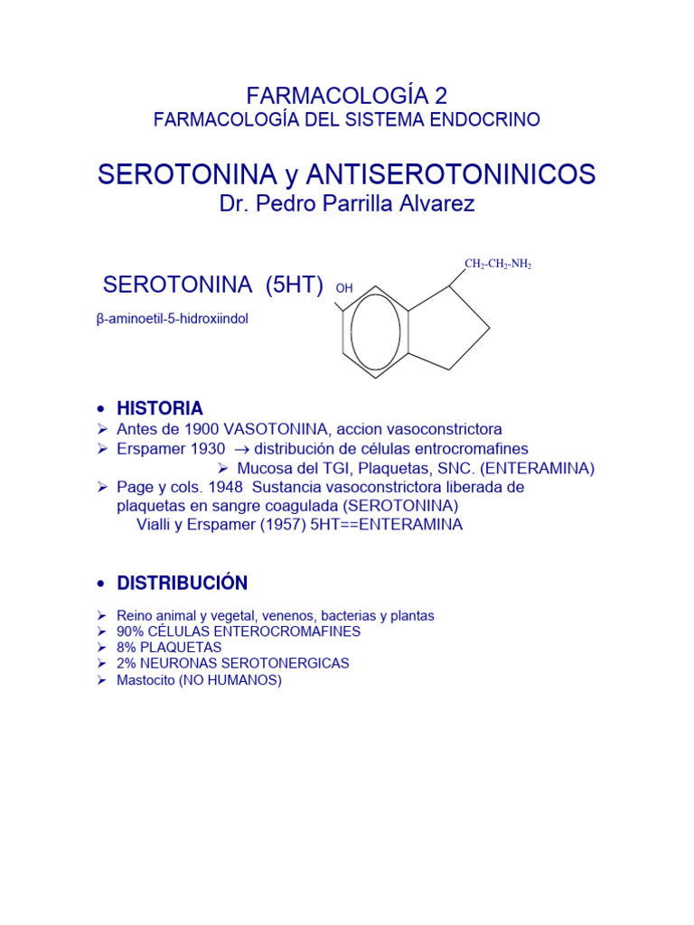 Serotonina: Funciones y Antagonistas | PDF | Serotonina | Fisiología