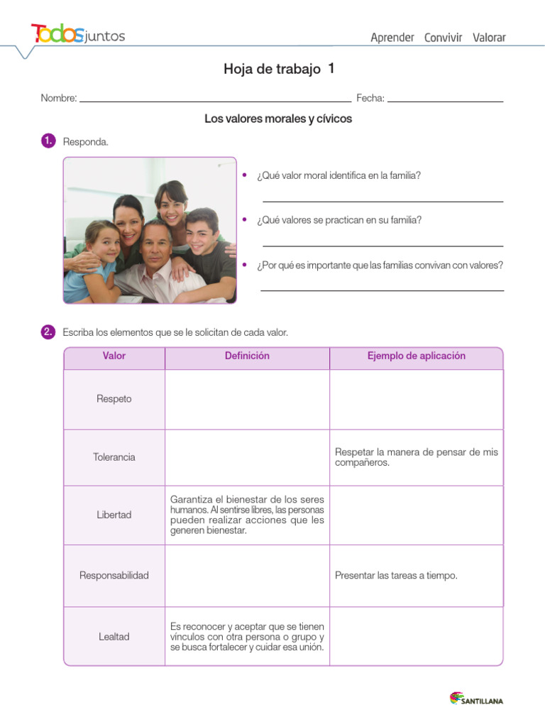 Hojas De Trabajo De Valores 🎨📚 ¡Hojas De Trabajo Para Enseñar