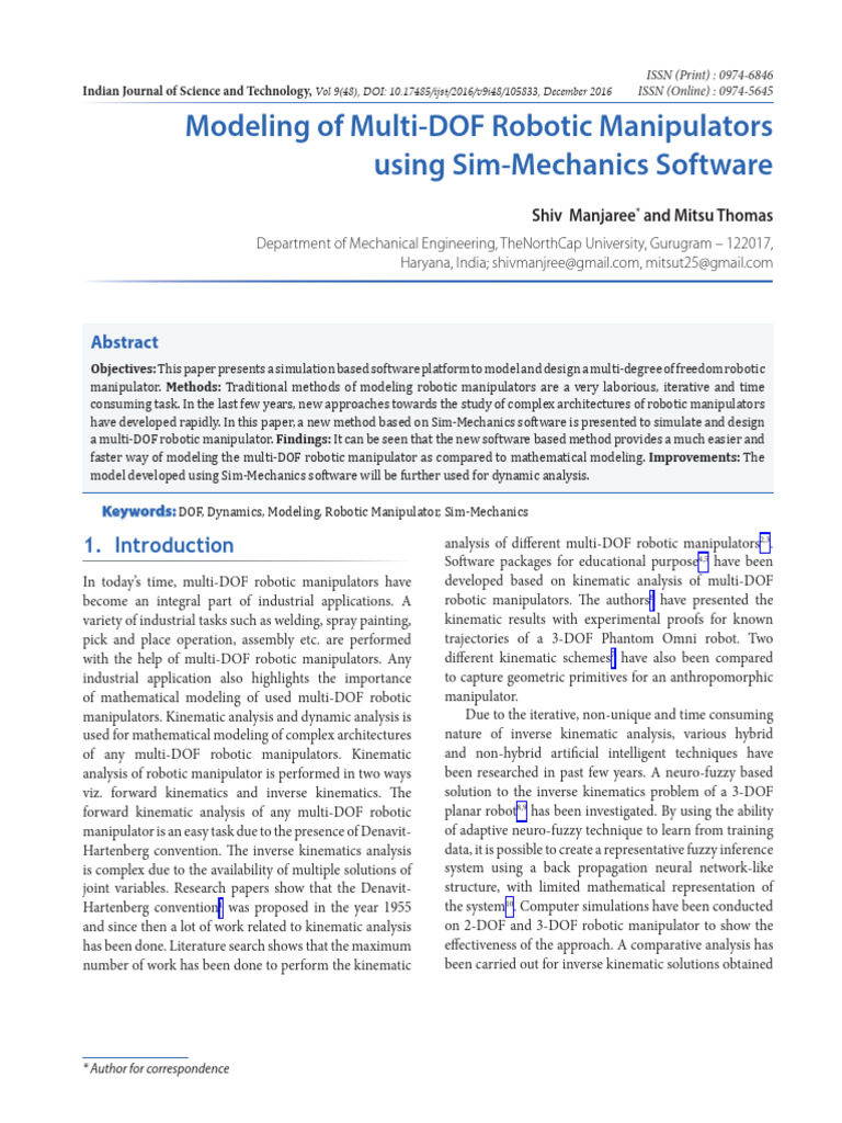 Article 18 | PDF | Robotics | Simulation