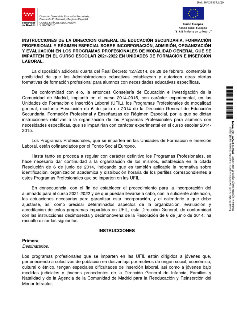 Instrucciones Ufil 2021-2022 | PDF