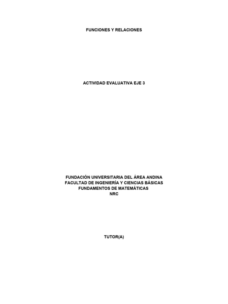 Actividad Evaluativa Eje 3 - Fundamentos Matemáticas | PDF | Matemáticas Actividad Evaluativa Eje 3 - Fundamentos Matemáticas | PDF | Matemáticas