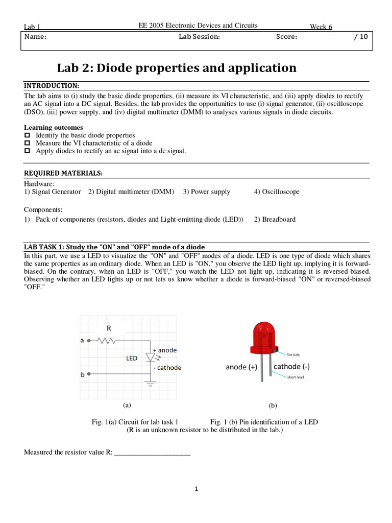 Lab2 - Week 6 R1 | PDF | Rectifier | Diode