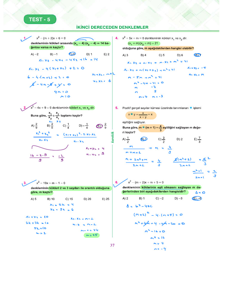 Karekök Ikinci Dereceden Denklemler | PDF