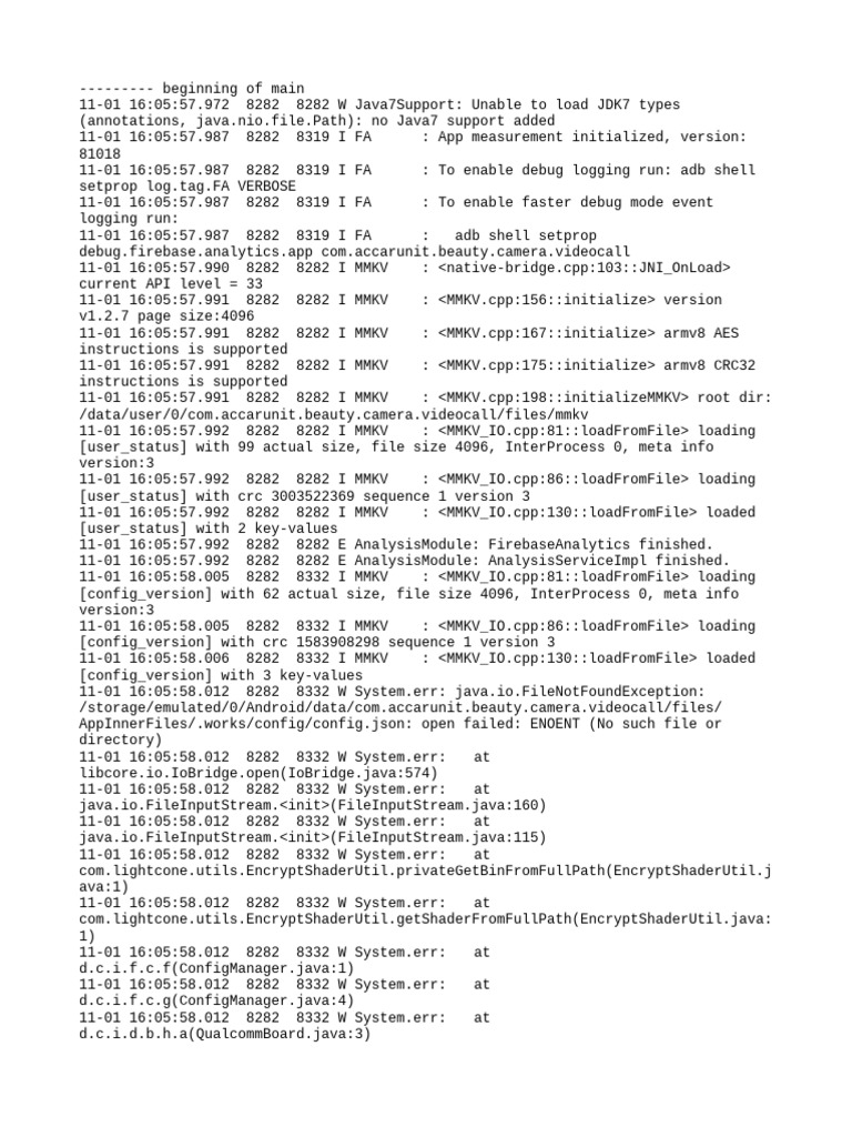 Com - Accarunit.beauty - Camera.videocall Logcat | PDF | Software Engineering | Operating System ...
