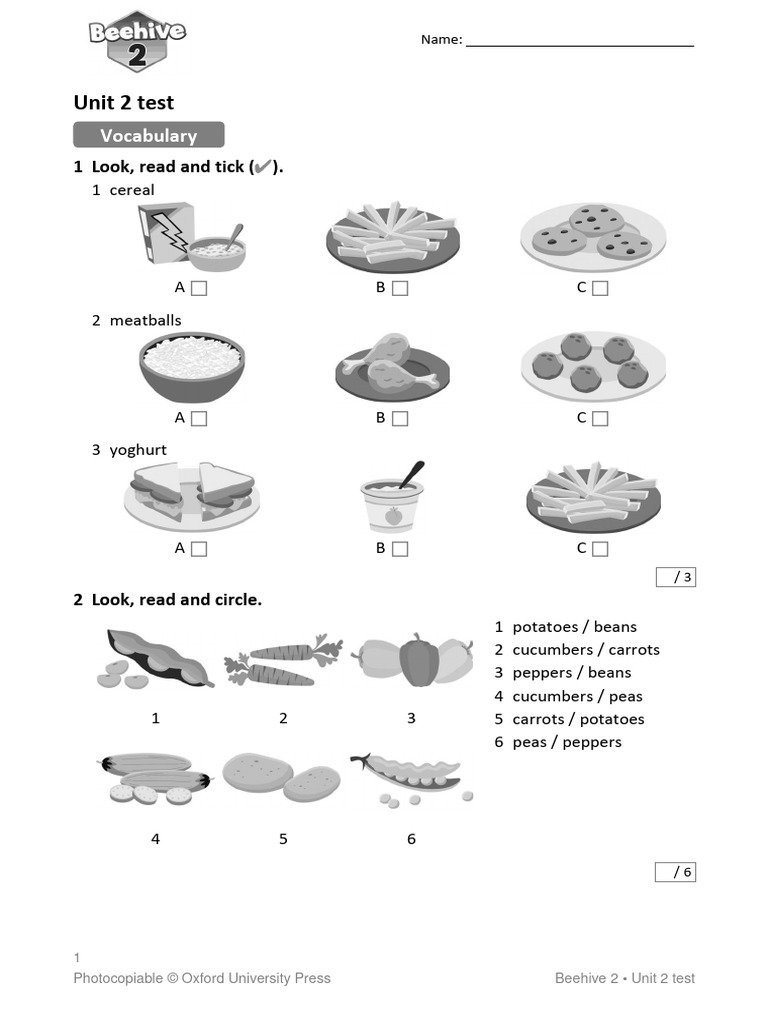 Beehive - Tests - Level 2 - Unit Test 2 | PDF | Cuisine | Foods