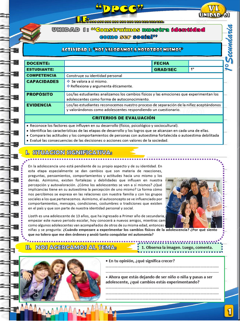 1° DPCC - Actv.01-Und.1 2023 | PDF | Gonadotropina | Pubertad