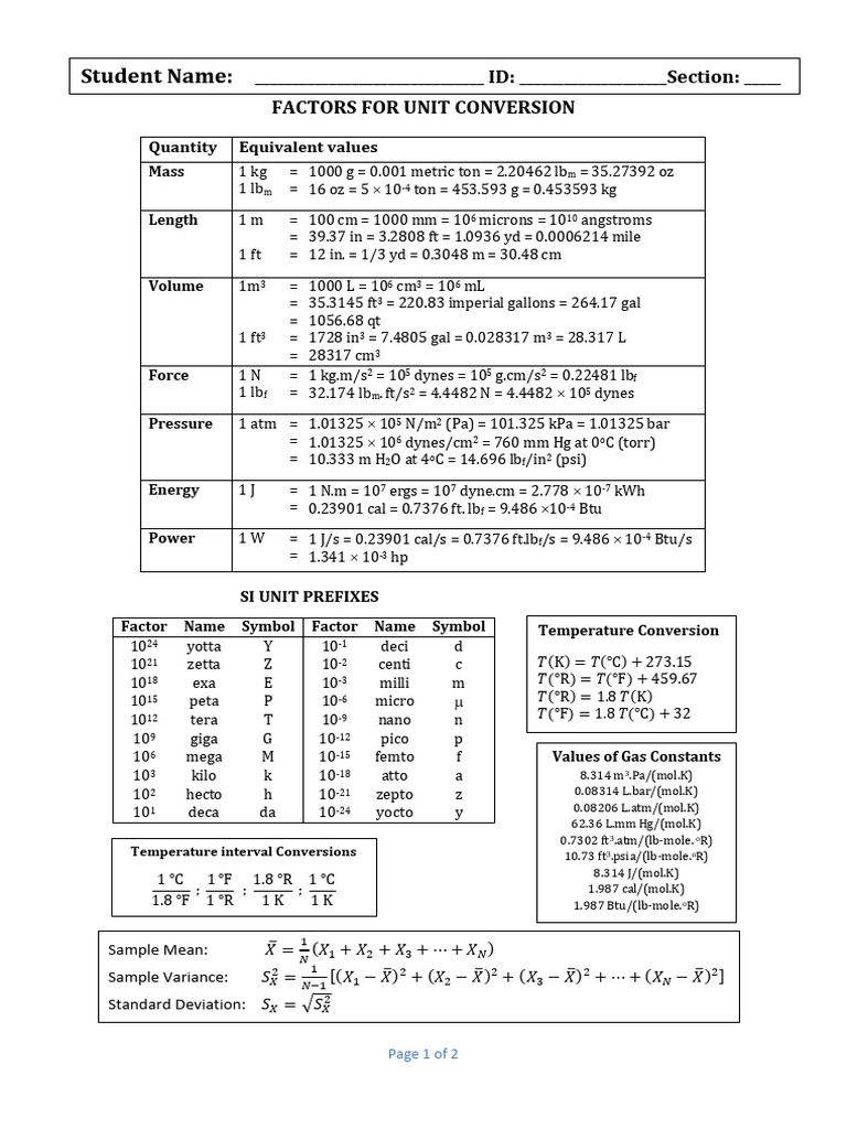 Conversion Table | PDF | Pressure | Metrology