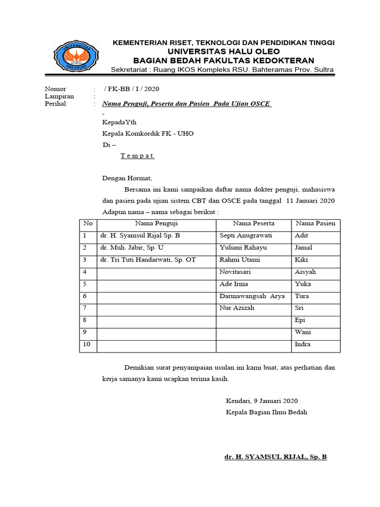 Daftar Penguji dan Peserta Ujian OSCE | PDF
