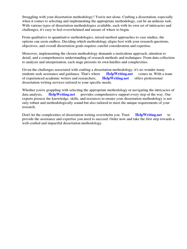 Different Types of Dissertation Methodology | Download Free PDF ...