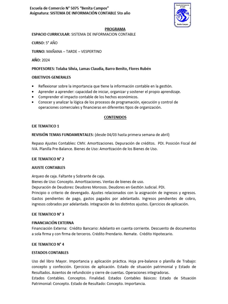 Programa Sic | PDF | Contabilidad | Evaluación