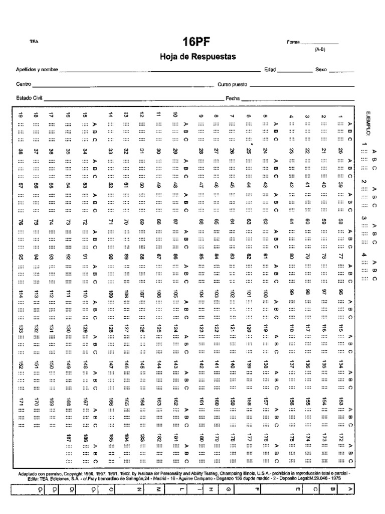 Hoja-de-respuestas-16pf-forma-a (2) | PDF