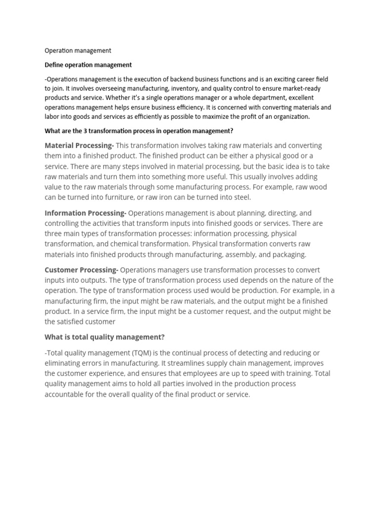 Operation management assignment | PDF | Operations Management | Information