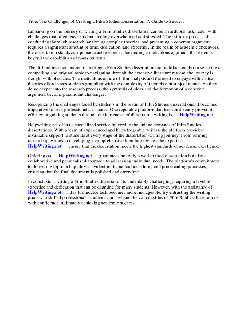Film Studies Dissertation PDF | PDF | Animation | Filmmaking