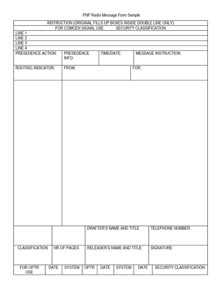 PNP Radio Message Form Template | PDF | Games & Activities