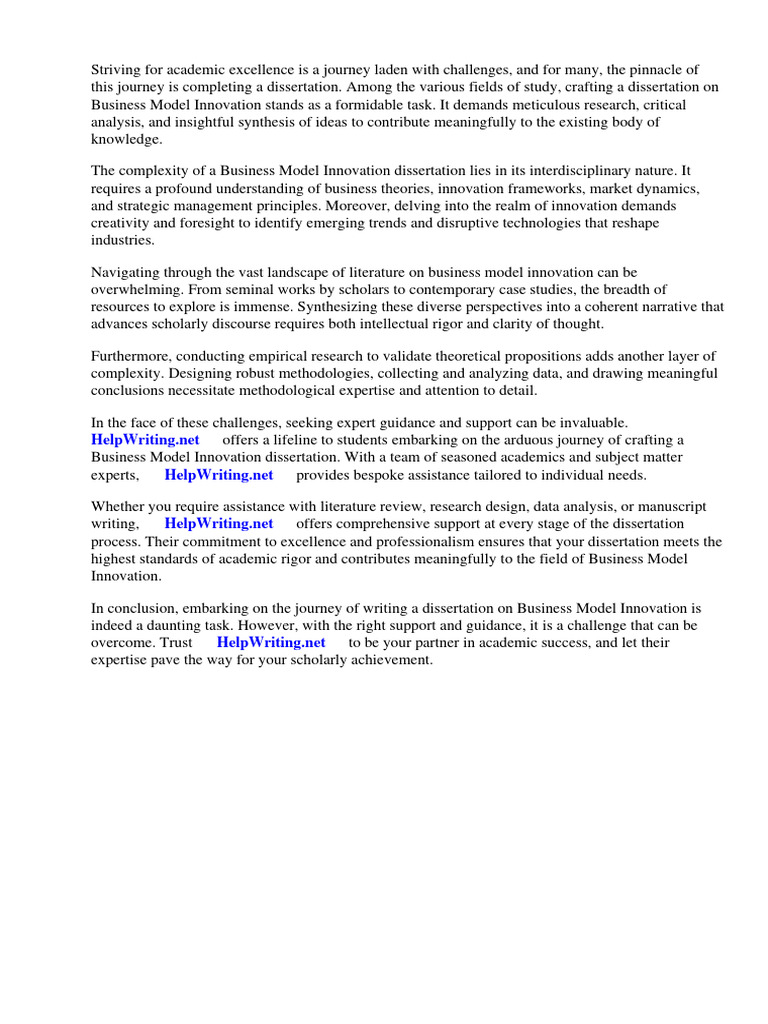 Business Model Innovation Dissertation Guide | PDF | Business Model ...